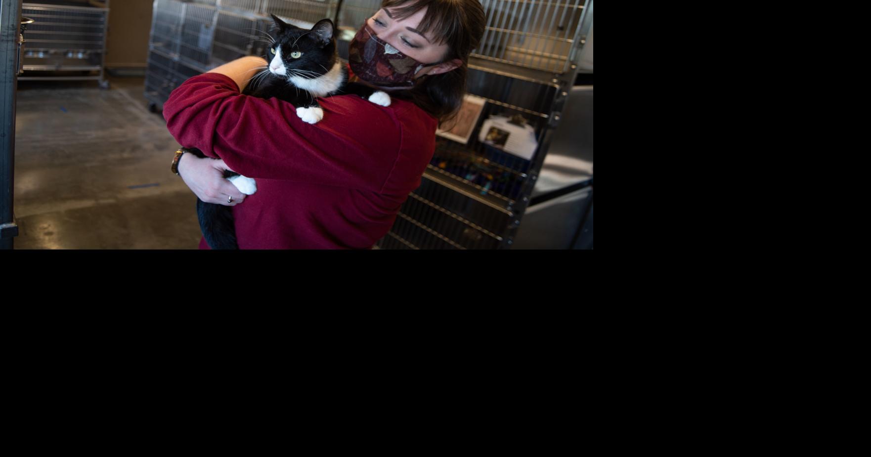 Hannah Shoemaker, Volunteer Coordinator, holds Tiki at T. Russell Reitz ...