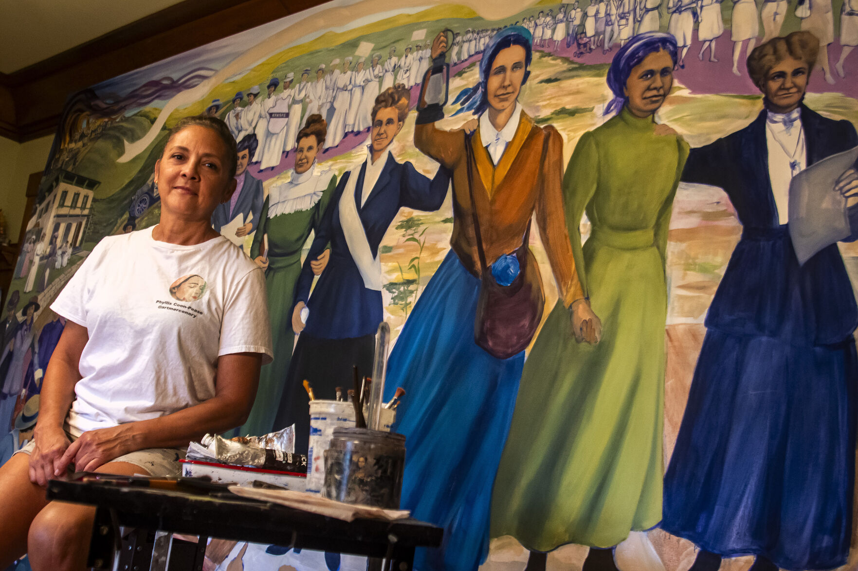Local artist nears completion of suffragist mural for state capitol ...