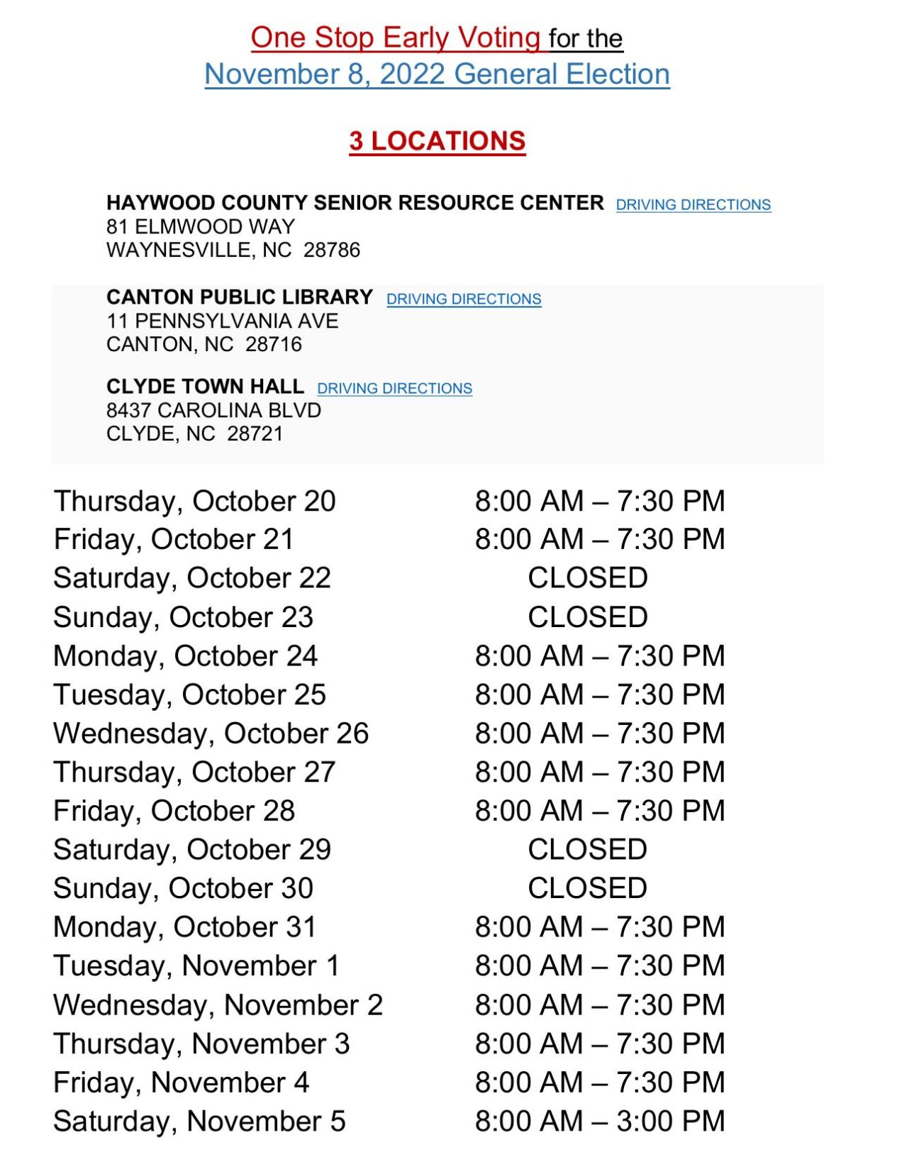 Early voting schedule | News | themountaineer.com