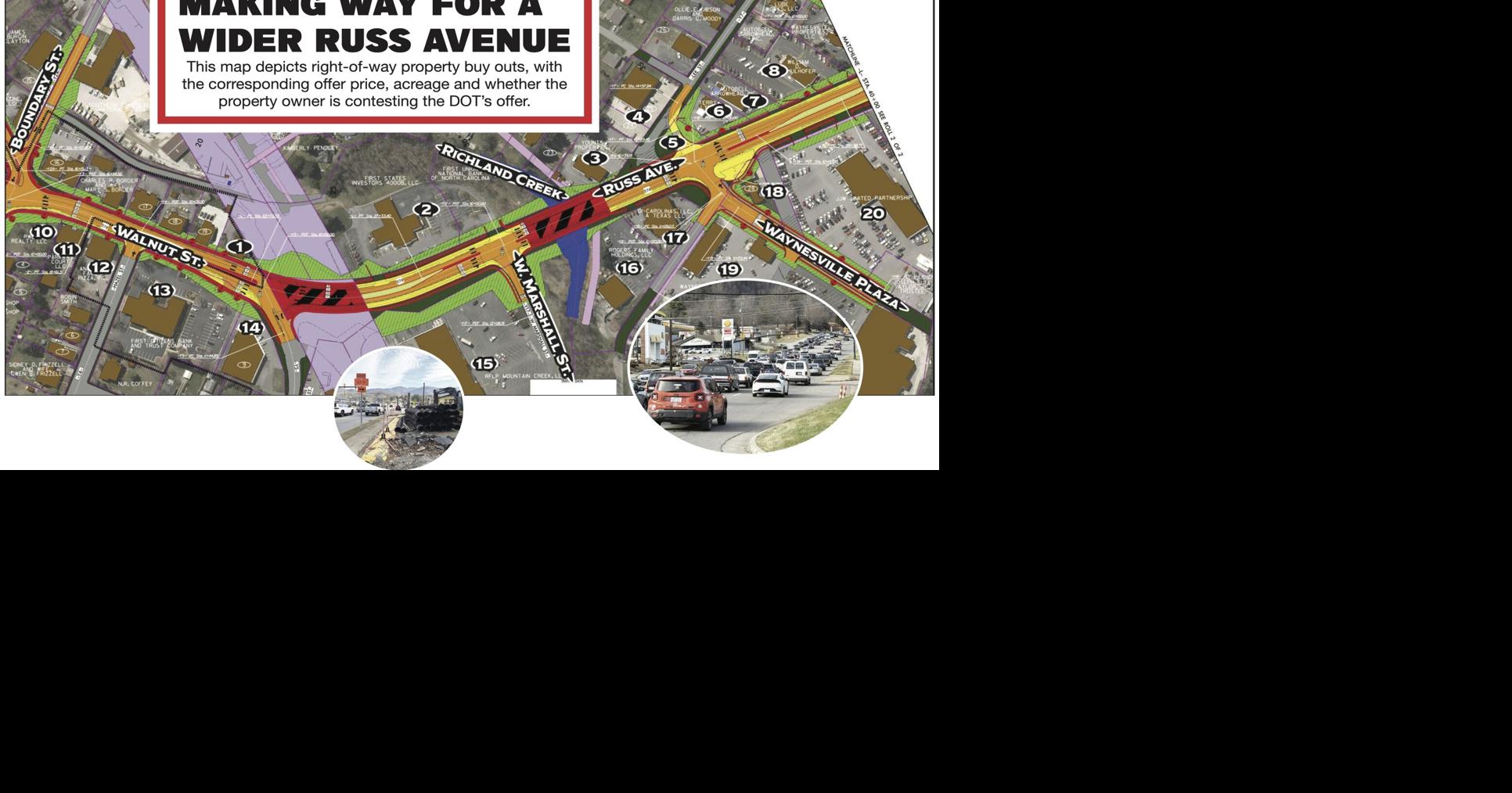 Map of Russ Avenue right of way takings: Offer price and size of every ...