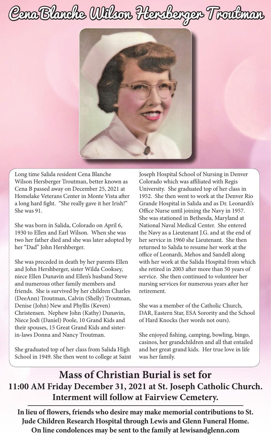 Cena Blanche Wilson Hersberger Troutman | Obituaries | themountainmail.com