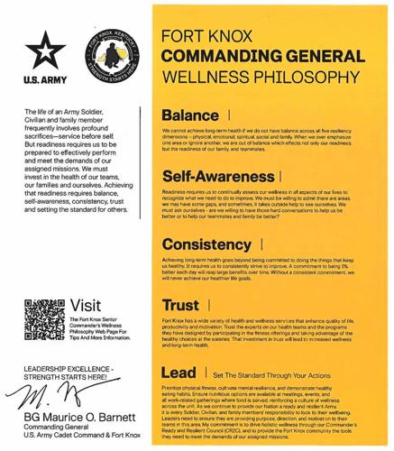Commanding general endorses new Fort Knox wellness philosophy | Local ...