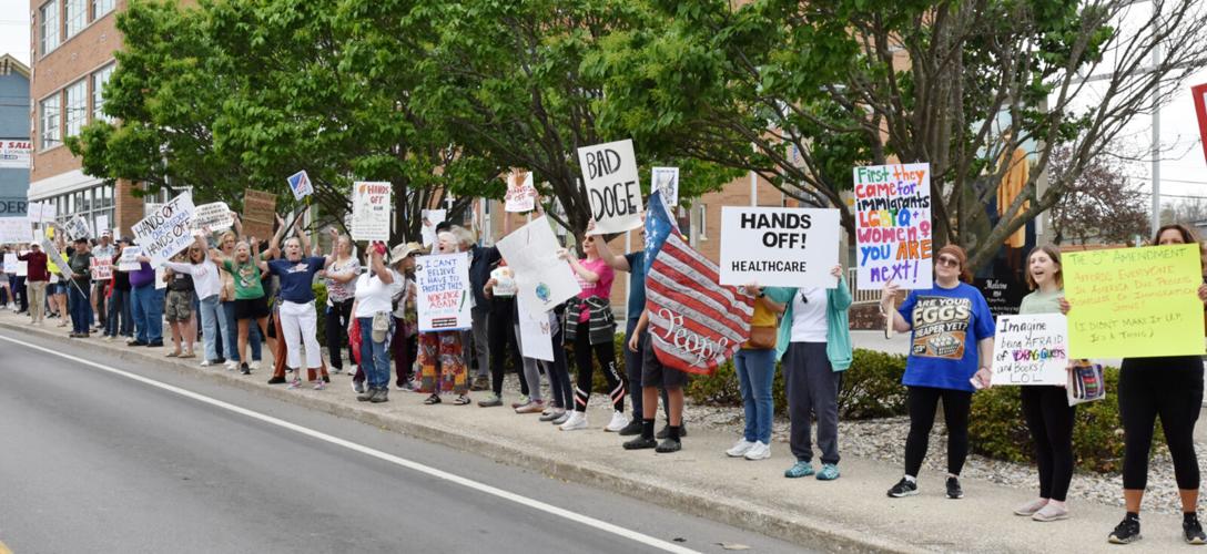 Protesters voice displeasure during Hands Off! Rally | Local News ...