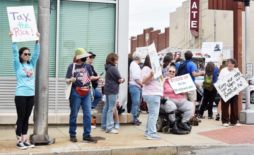 Protesters voice displeasure during Hands Off! Rally | Local News ...