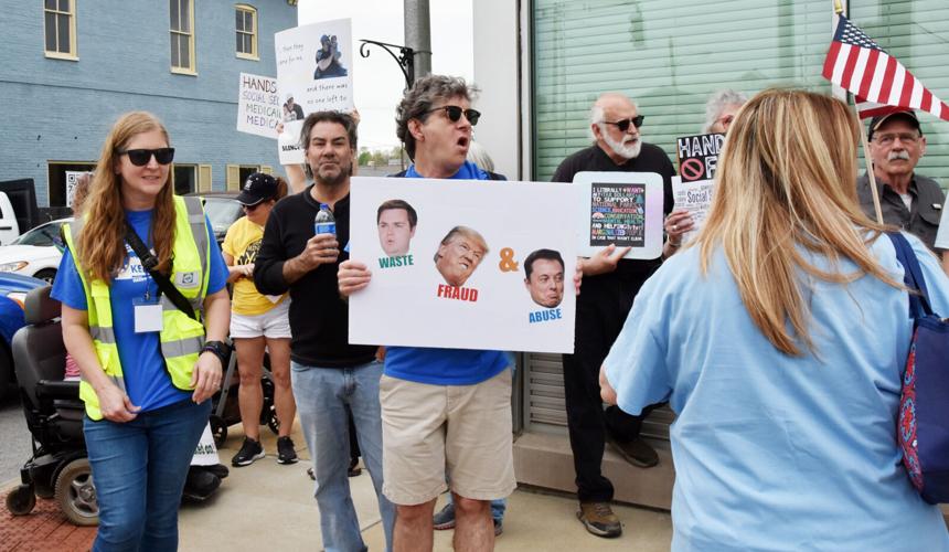 Protesters voice displeasure during Hands Off! Rally | Local News ...