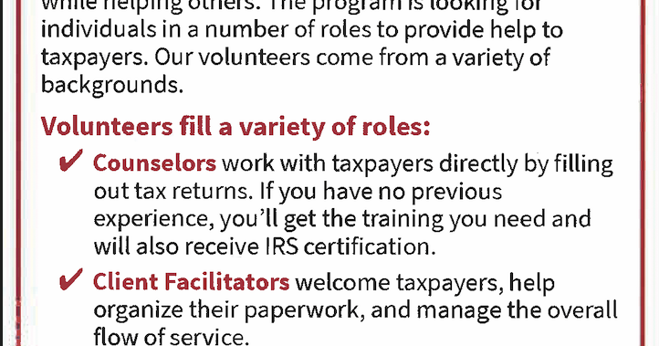 Tax Aide Program Provides Tax Counseling for Seniors, Volunteers Needed ...