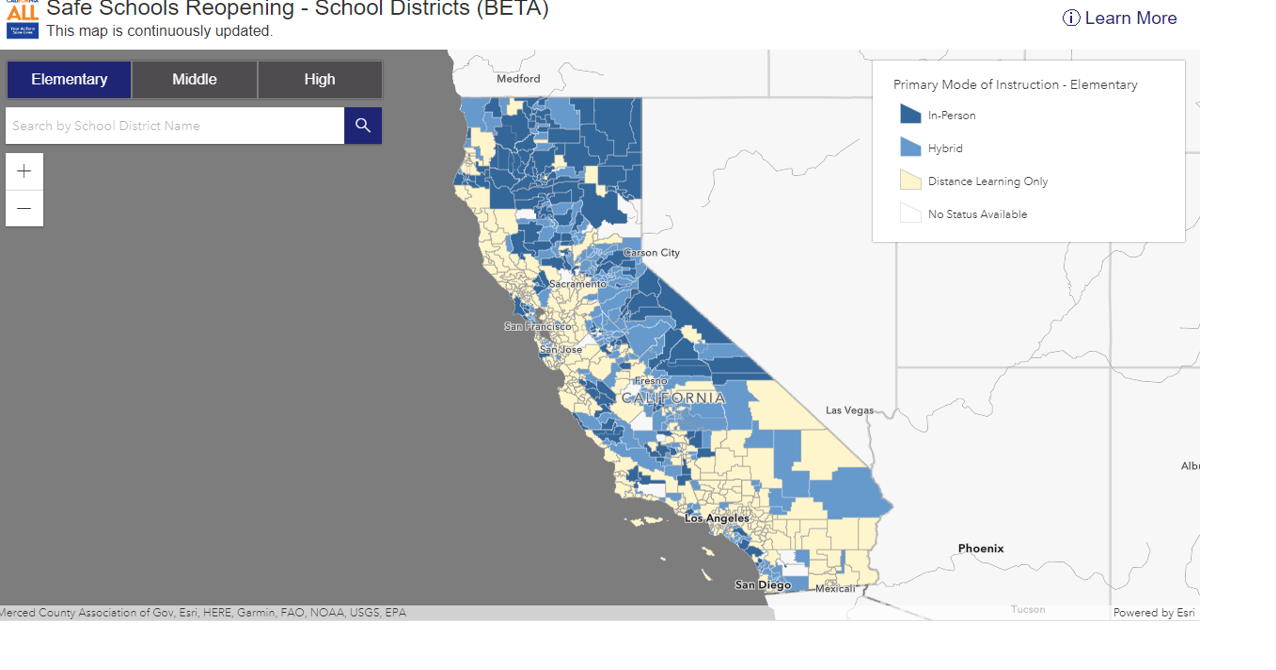 California launches interactive school reopening map | Education ...