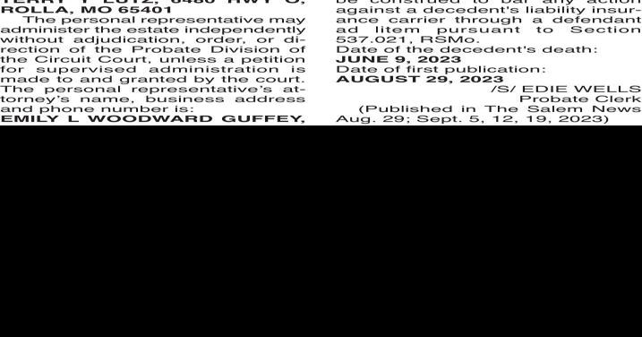 NOTICE OF LETTERS OF | Public Notices | thesalemnewsonline.com