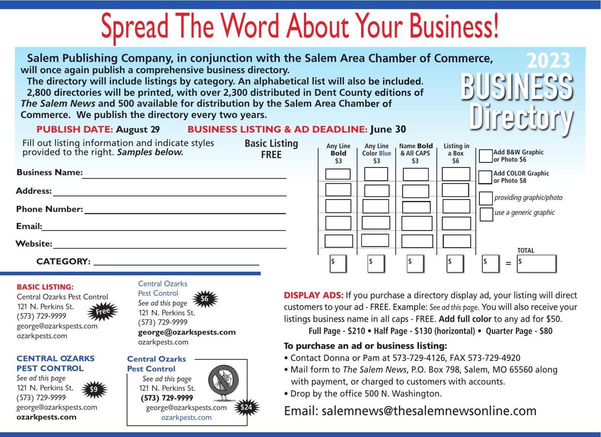 Business Directory Form 2023 | | thesalemnewsonline.com