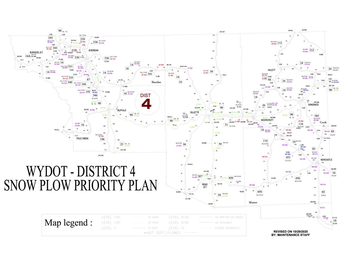 WYDOT District 4 identifies snow plan levels of service roads | Local ...