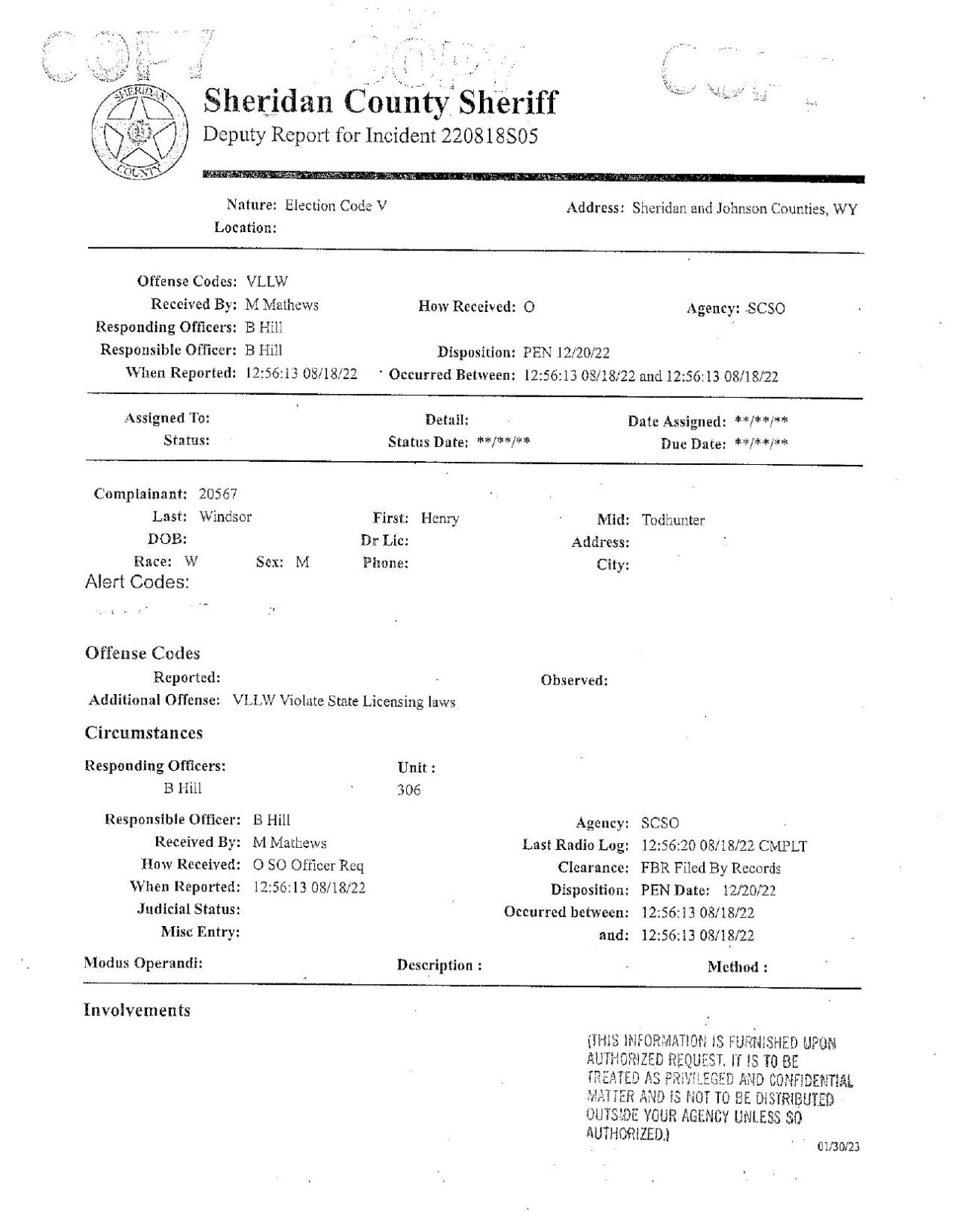 SCSO Report | | thesheridanpress.com