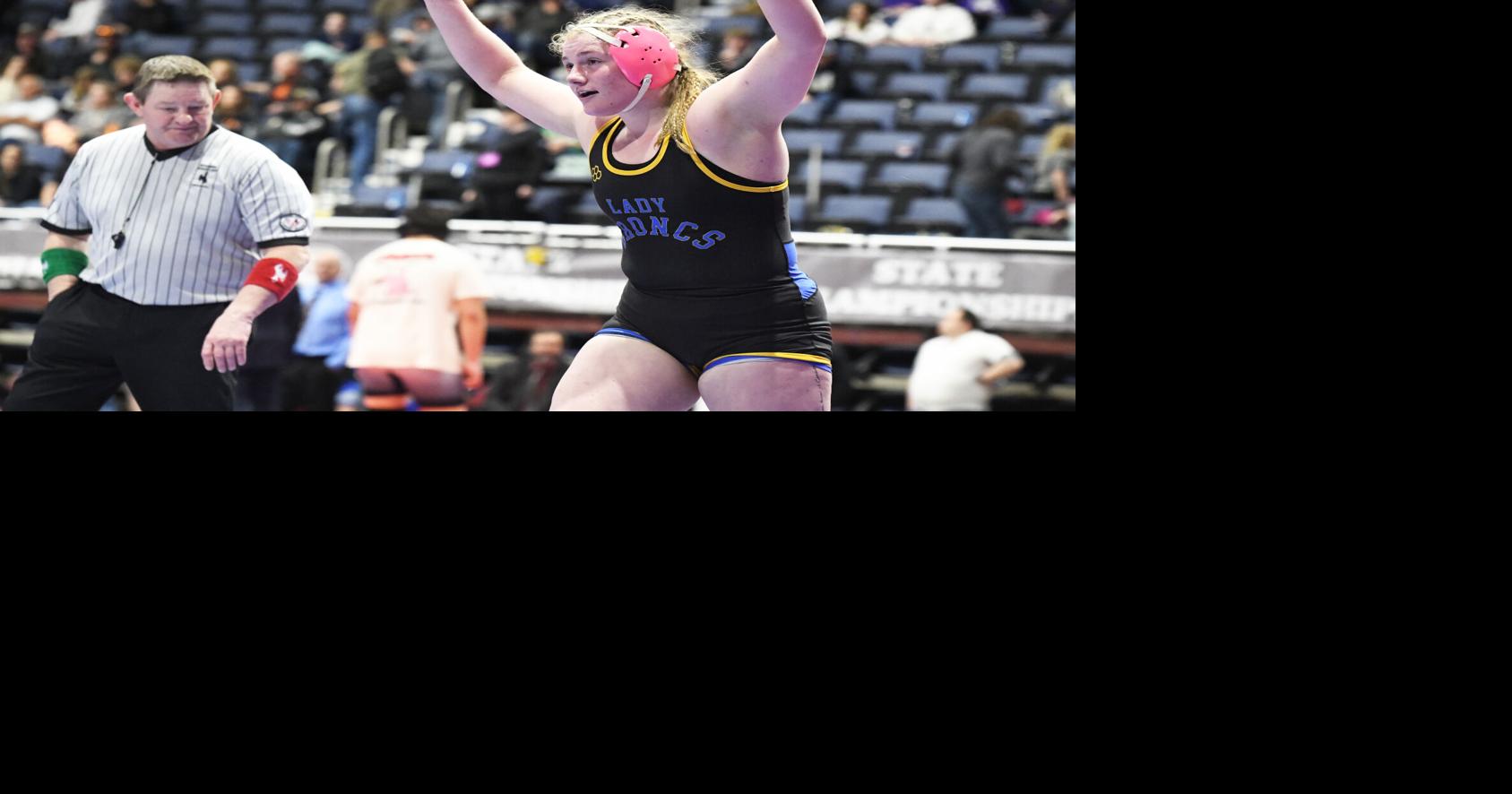 Oetken makes history, Lady Broncs wrestling place second in state ...