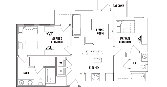 The Arlie - 2 Bed/2 Bath C | Apartments For Rent | theshorthorn.com