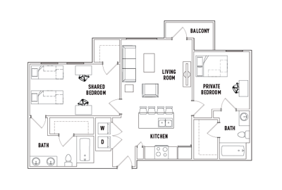 The Arlie - 2 Bed/2 Bath C | Apartments For Rent | theshorthorn.com