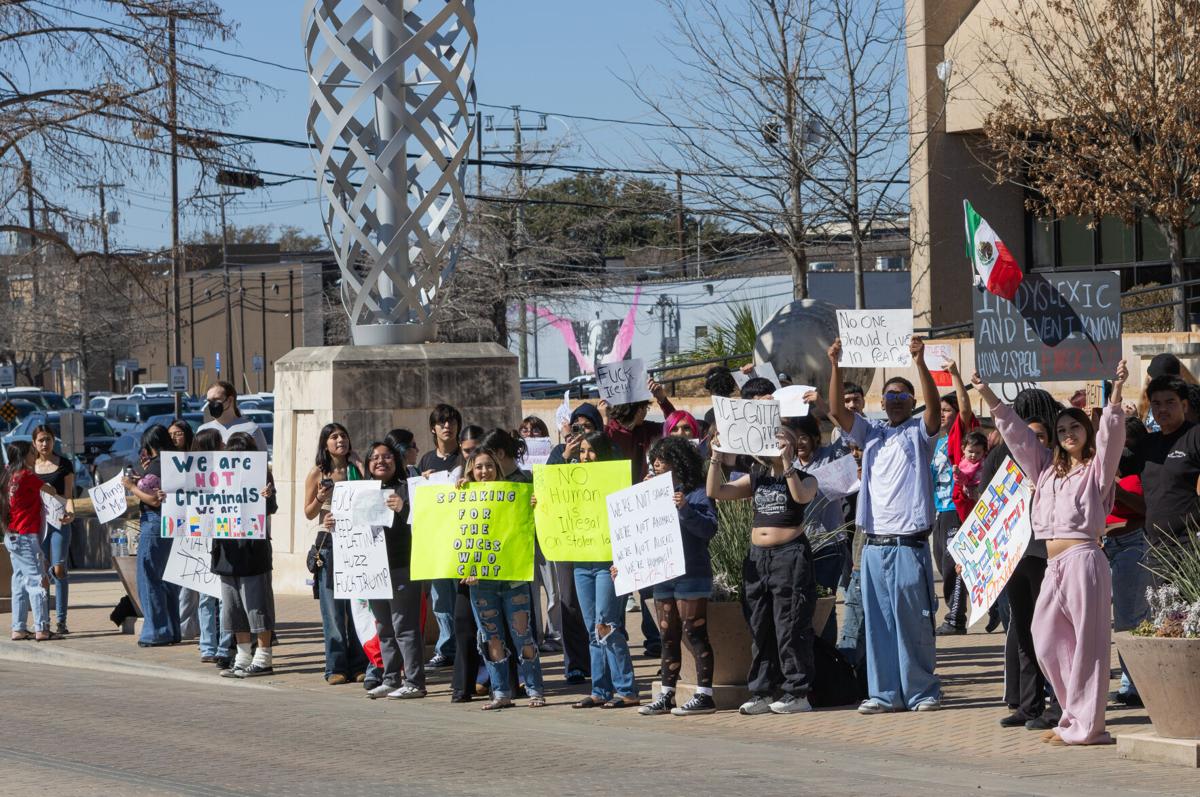 High school students protest ICE outside Arlington City Hall | City ...