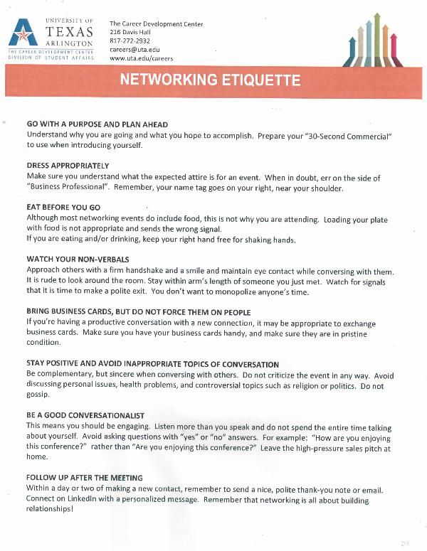 Students learn networking etiquette | News | theshorthorn.com