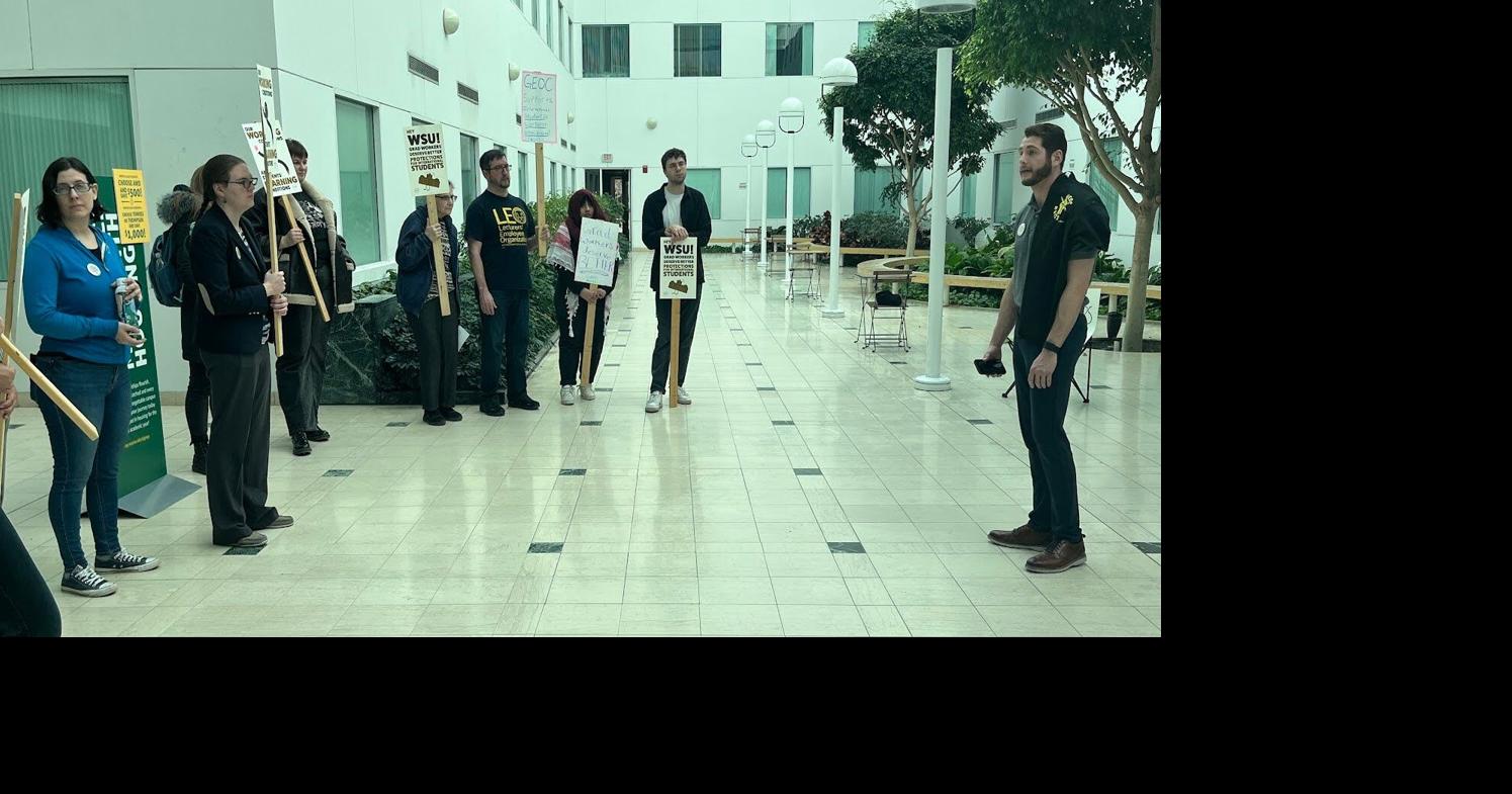 Teaching Assistant Alex Camarata addresses Graduate Employee Organizing ...