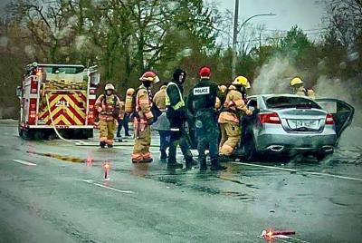 Car fire on Highway 20 East backed up traffic | West Island News ...