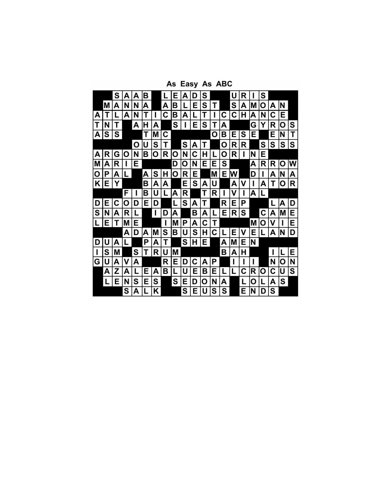 As Easy As ABC Solution | Fun | thesuburban.com