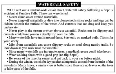 WCU strips waterfall off ‘bucket list’ | Top Stories | thesylvaherald.com