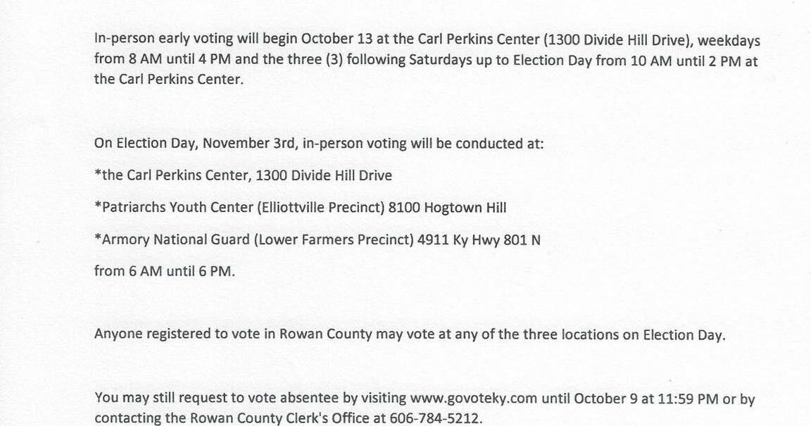 Rowan Voting Locations Announced | News | thetrailblazeronline.net