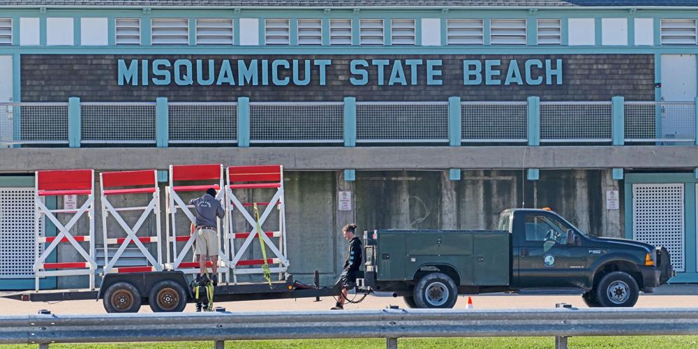 PHOTOS: Packing up lifeguard stands at Misquamicut | Westerly ...