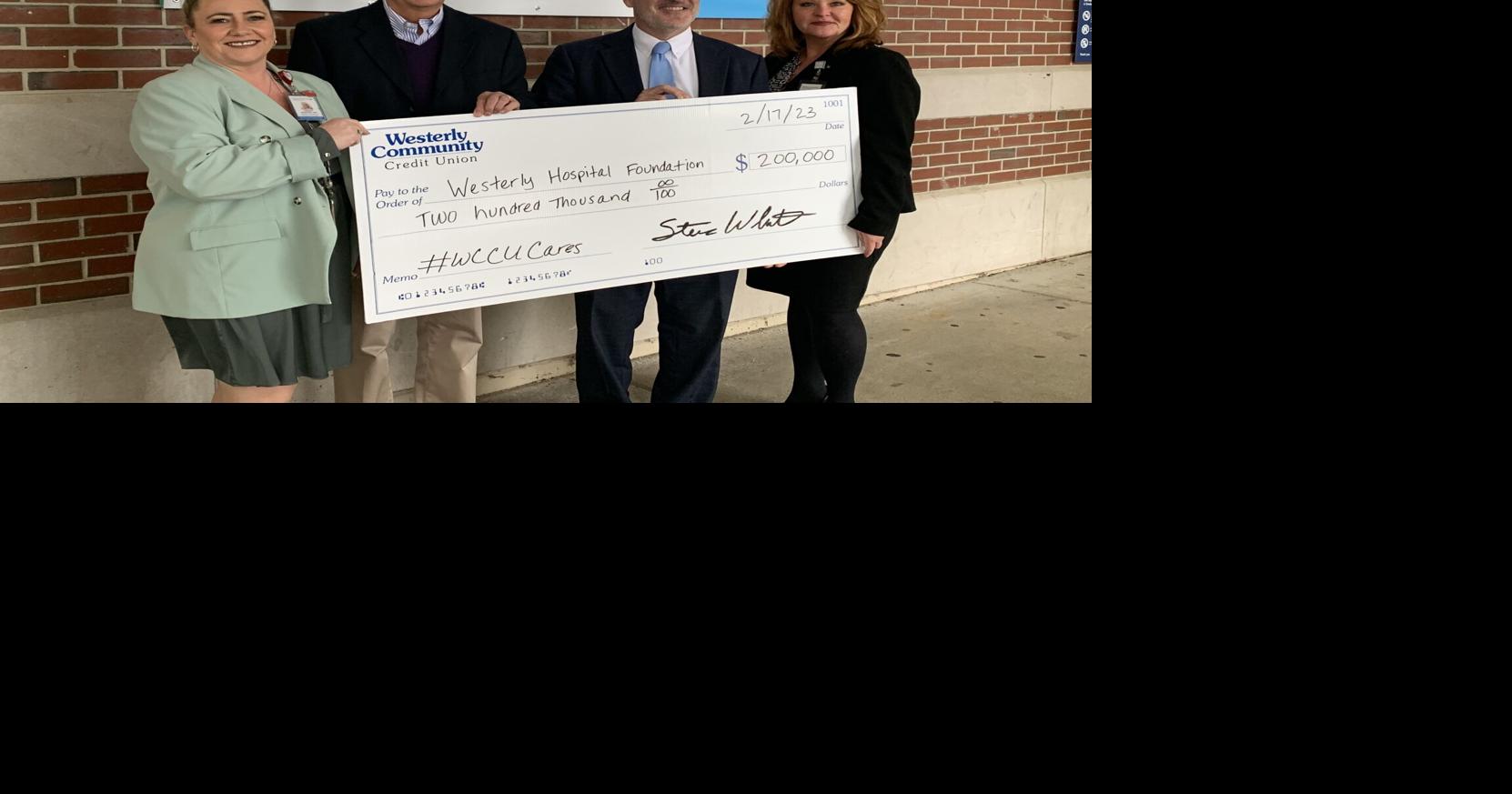 WCCU makes donation to Westerly Hospital Foundation | Front Porch News ...