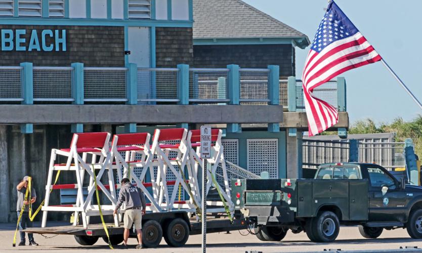 PHOTOS: Packing up lifeguard stands at Misquamicut | Westerly ...