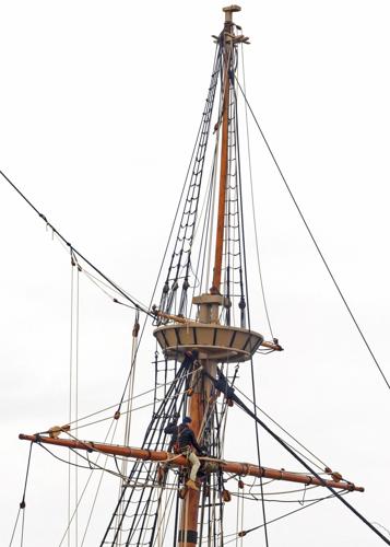 PHOTOS: Ship rigger aloft on the Mayflower II | Stonington ...