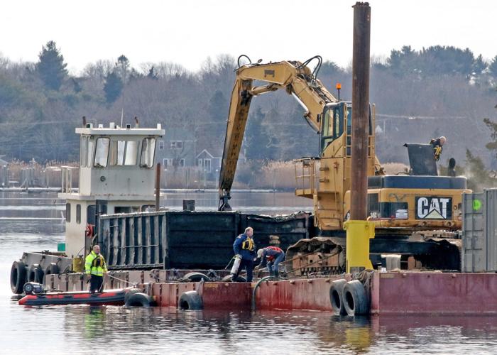 Firefighters douse excavator fire on Pawcatuck River barge | Westerly ...