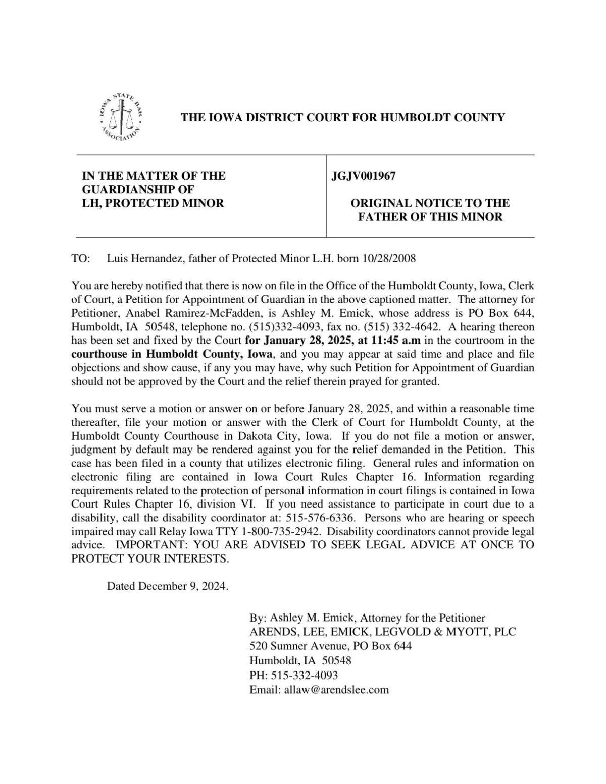 Newspaper notice-Hernandez | Public Notices | timescitizen.com