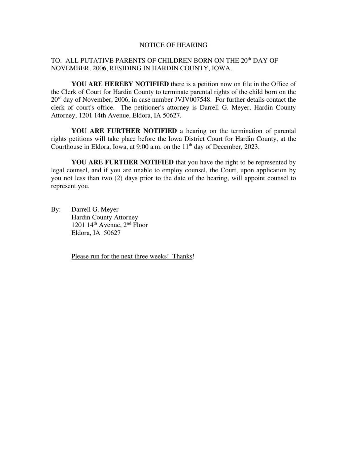 HARDIN CO ATT.-CASE NO. JVJV007548 | Public Notices | timescitizen.com