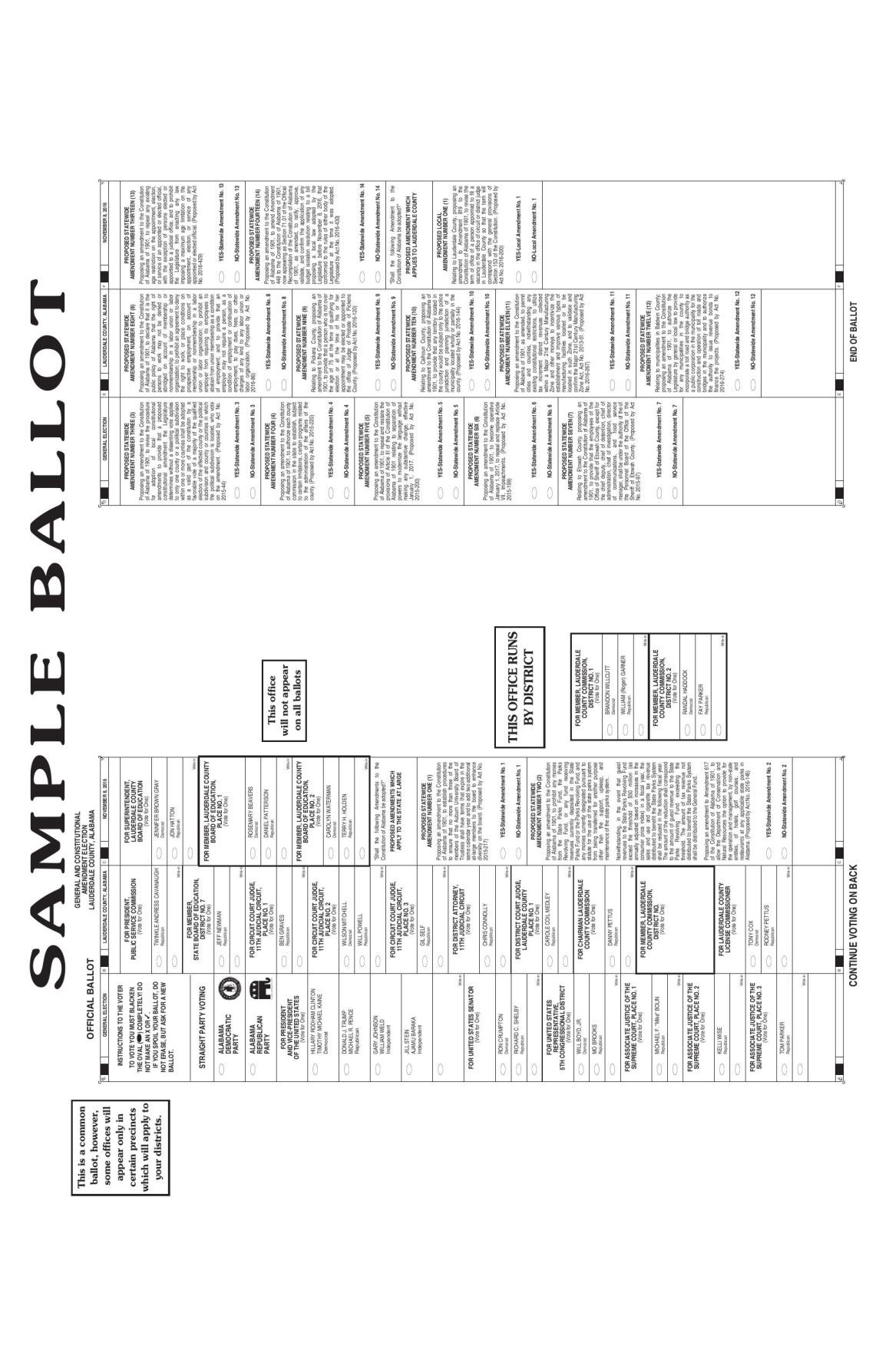 Lauderdale, Al 2016 General Election Sample Ballot | | timesdaily.com