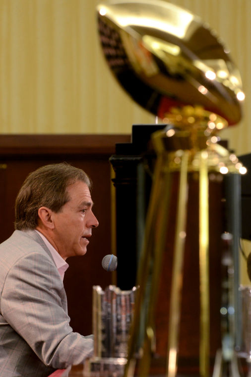Nick Saban Accepts National Championship Trophies | Archives ...