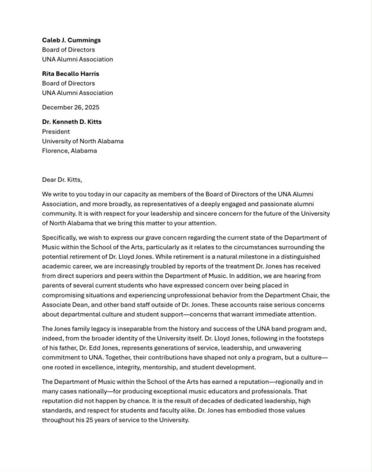 Letter in support of UNA's Dr. Lloyd Jones | Local News | timesdaily.com
