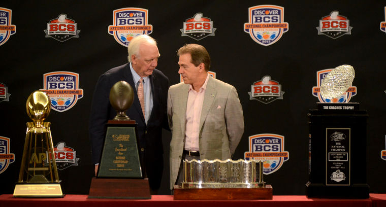 Nick Saban Accepts National Championship Trophies | Archives ...