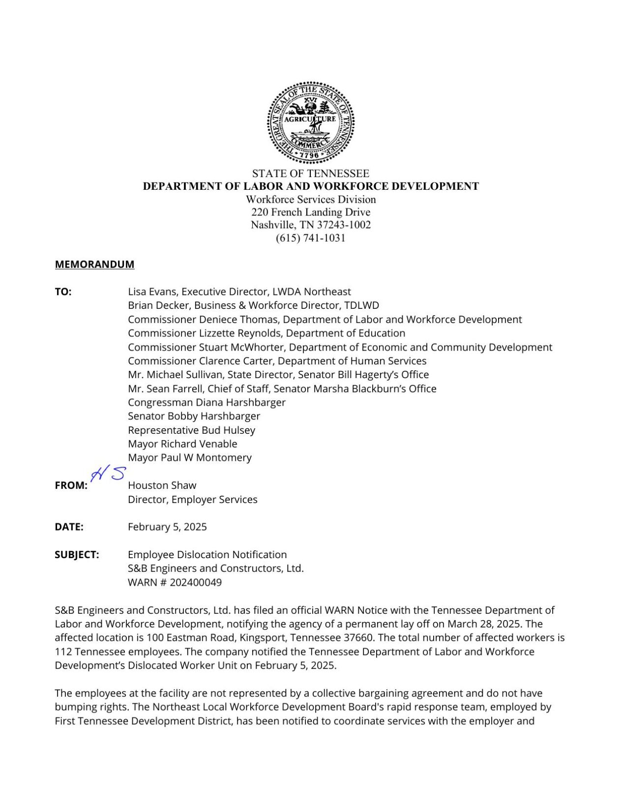 S&B Engineers and Constructors - WARN | | timesnews.net