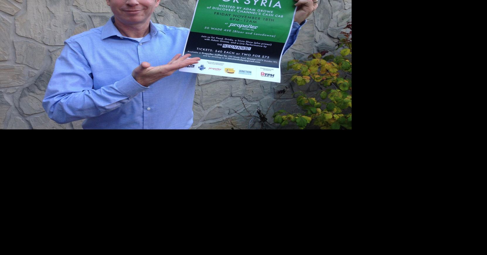 Cash Cab host Adam Growe emcees Syrian refugee fundraiser in Toronto