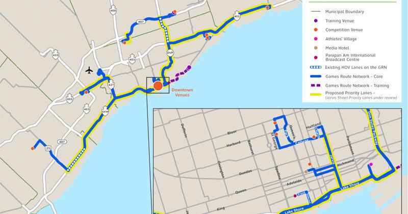 Province planning Pam Am Games Route Network