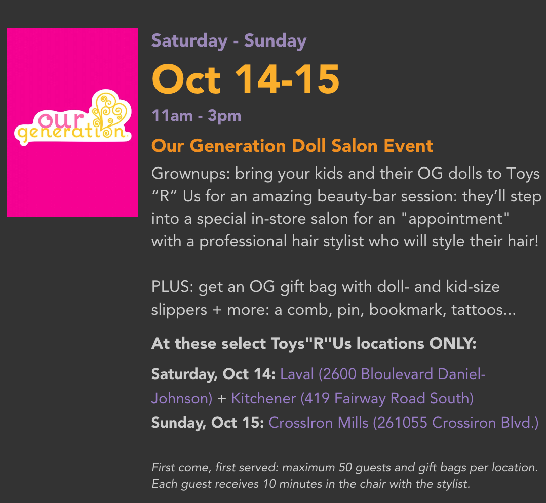 Our Generation Doll Salon Event | Community | toronto.com