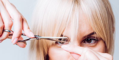 cutting bangs with scissors