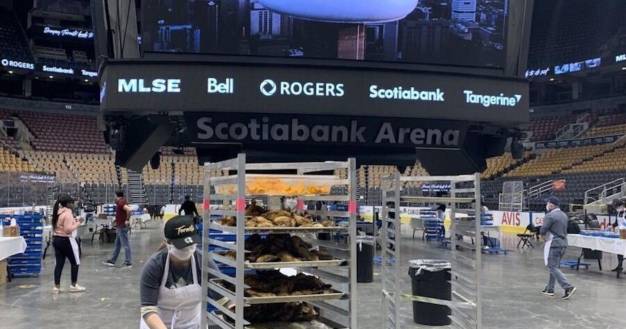 Scotiabank Arena turns into giant kitchen preparing 10,000 meals a day