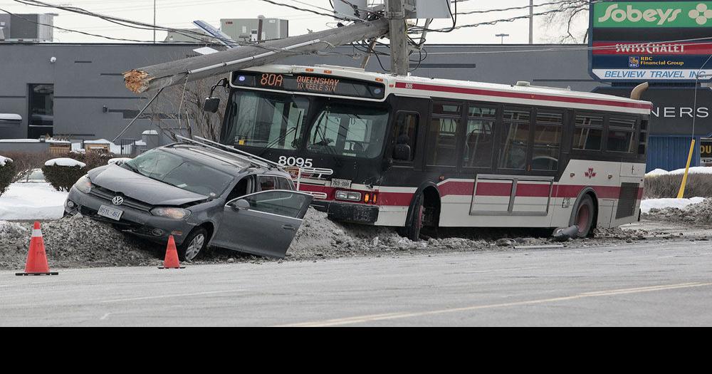 One person sent to hospital after TTC bus hits hydro pole on The ...