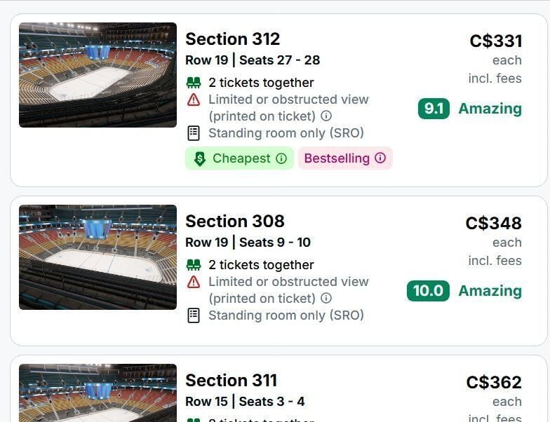 Ticket prices above $9K for Game 2 of Maple Leafs vs. Sens