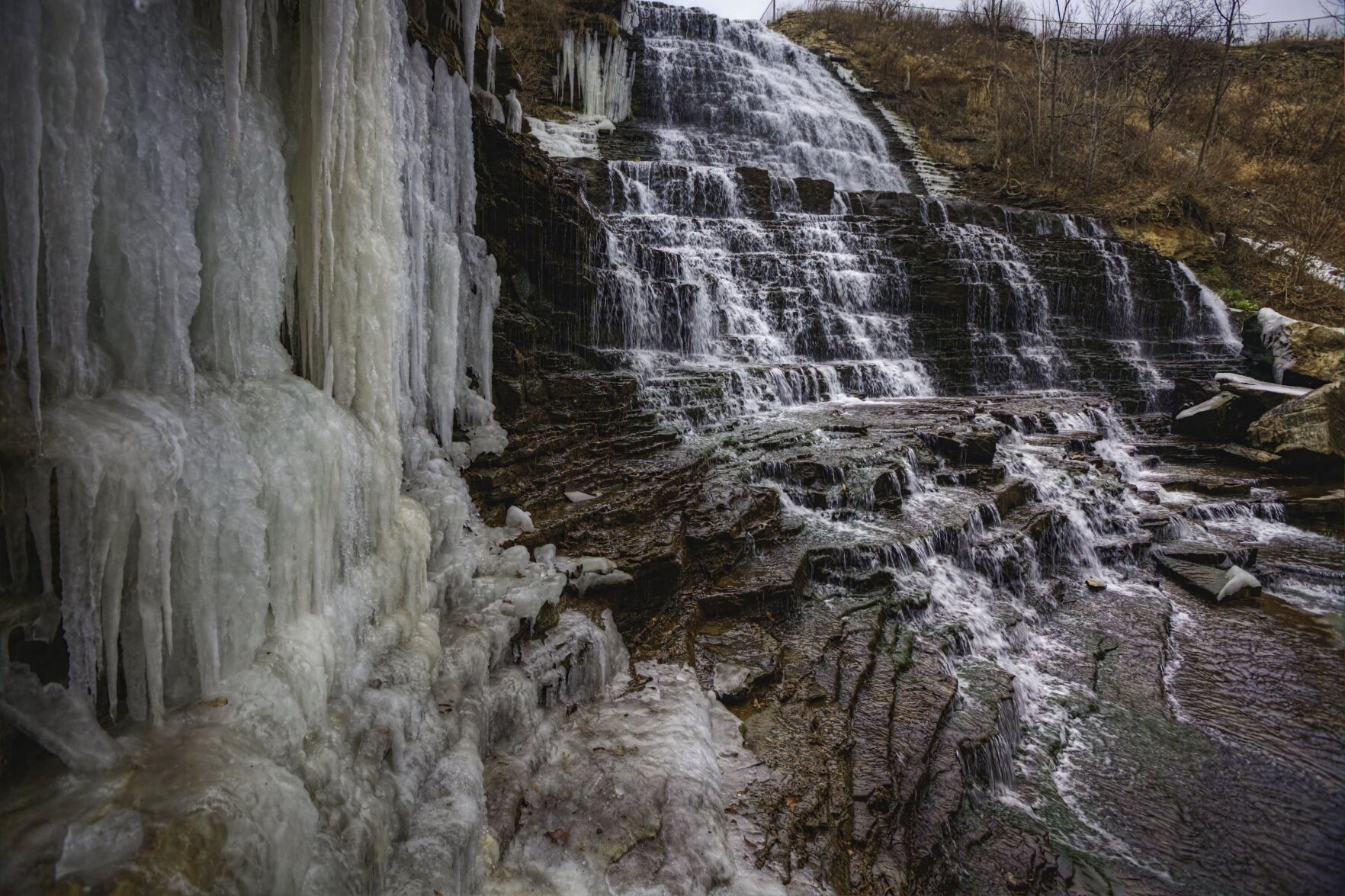 Stunning Ontario waterfall is a frozen beauty during winter