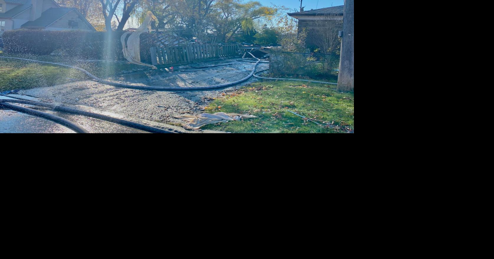 Toronto firefighters are battling a blaze at collapsed home