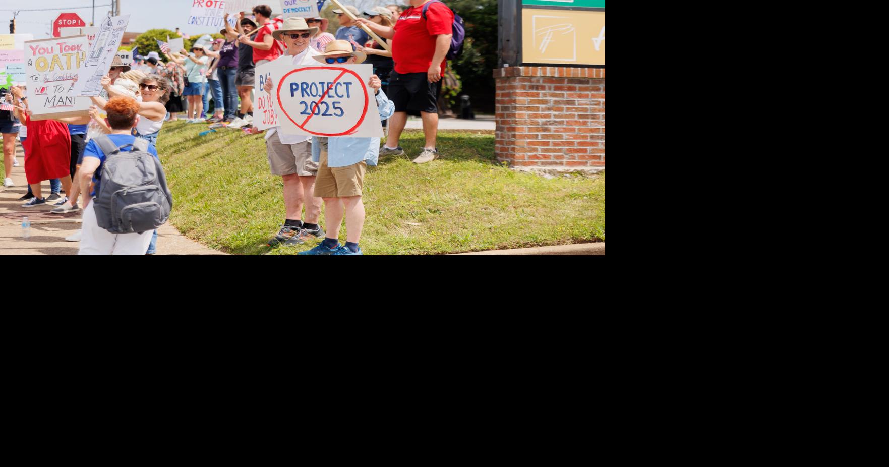 Protesters in Woodstock Rally Against Trump and Project 2025 | Local ...