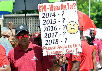 Hundreds protest over salary talks | Local News | trinidadexpress.com