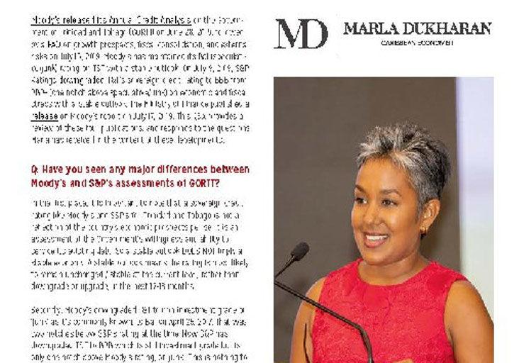 Marla Dukharan: Nothing to celebrate in Moody’s outlook | Local ...