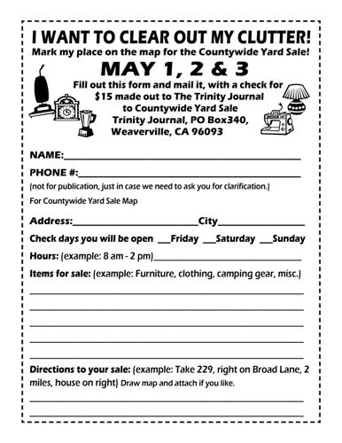Yard Sale Form | Community | trinityjournal.com